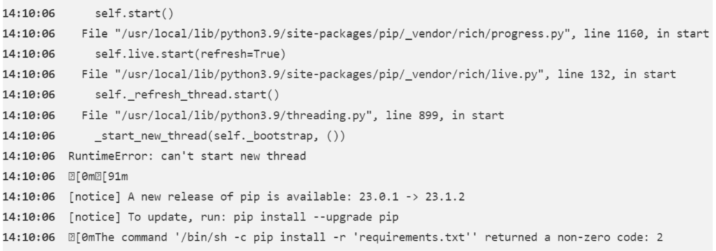 PIP In Docker - RuntimeError: Can't Start New Thread. - Pocguru.com PIP In Docker - RuntimeError: Can't Start New Thread. - Pocguru.com
